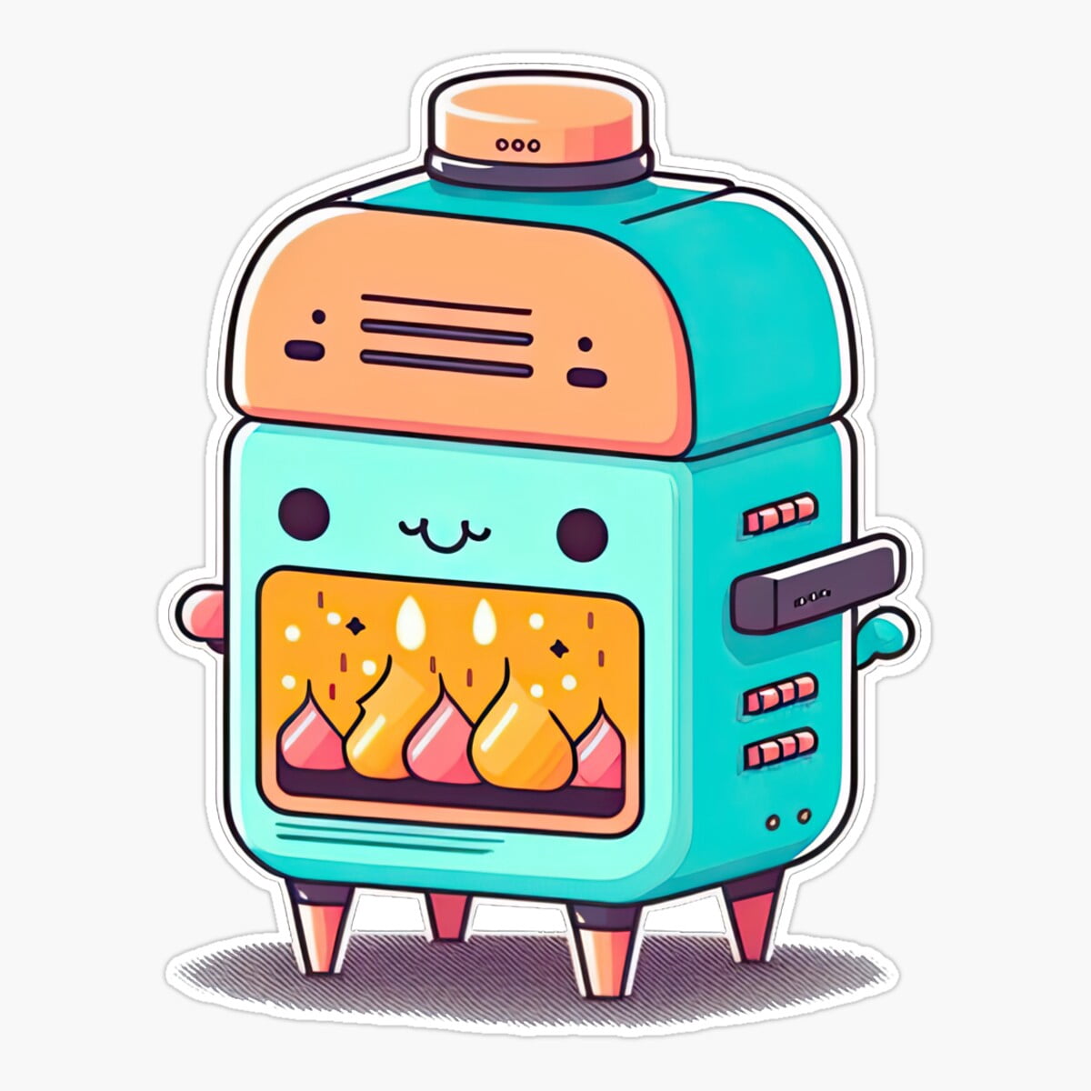 Maneki Sizzle Hot Iery Bbq Cute Stove Sticker, Phone Decal Water Bottle ...