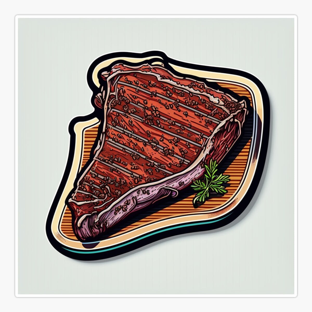 Maneki Sizzling Steak Steak Sticker, Phone Decal Water Bottle Stickers ...