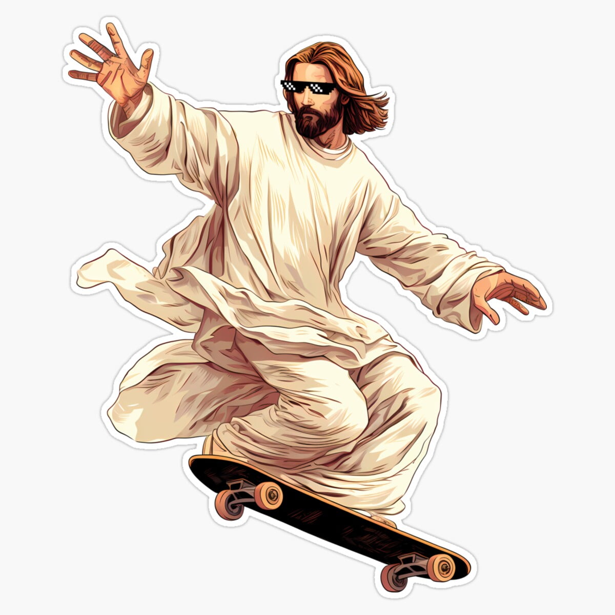 Maneki Skate Shred With Thug Life Glasses Er, Phone Decal Water Bottle ...