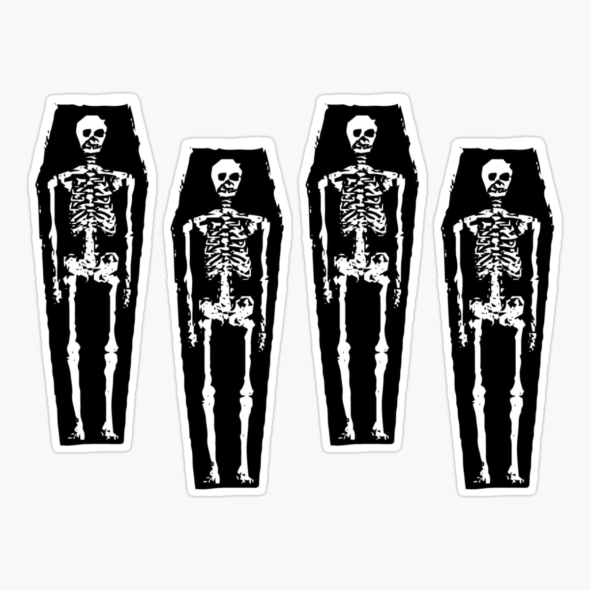 Maneki Skeleton Coffin Goth Punk Halloween Sticker, Phone Decal Water ...
