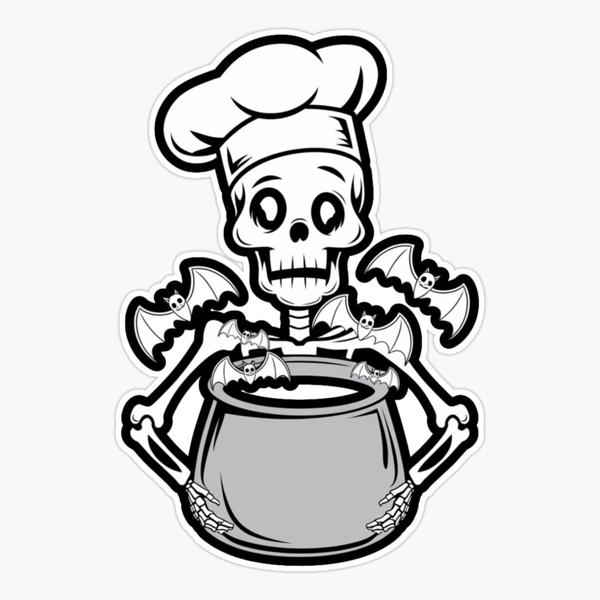 Maneki Skeleton Cooking Bats Unny Gits Or Ches Sticker, Phone Decal ...