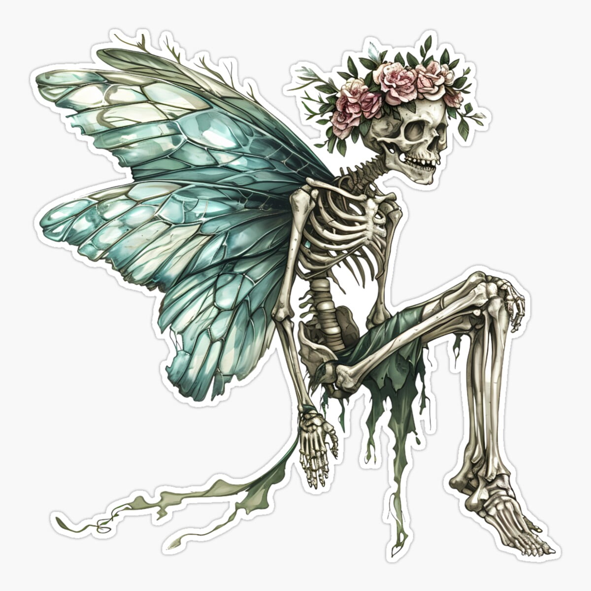 Maneki Skeleton Fairy - Dark Fairycore Aesthetic Sticker, Phone Decal ...