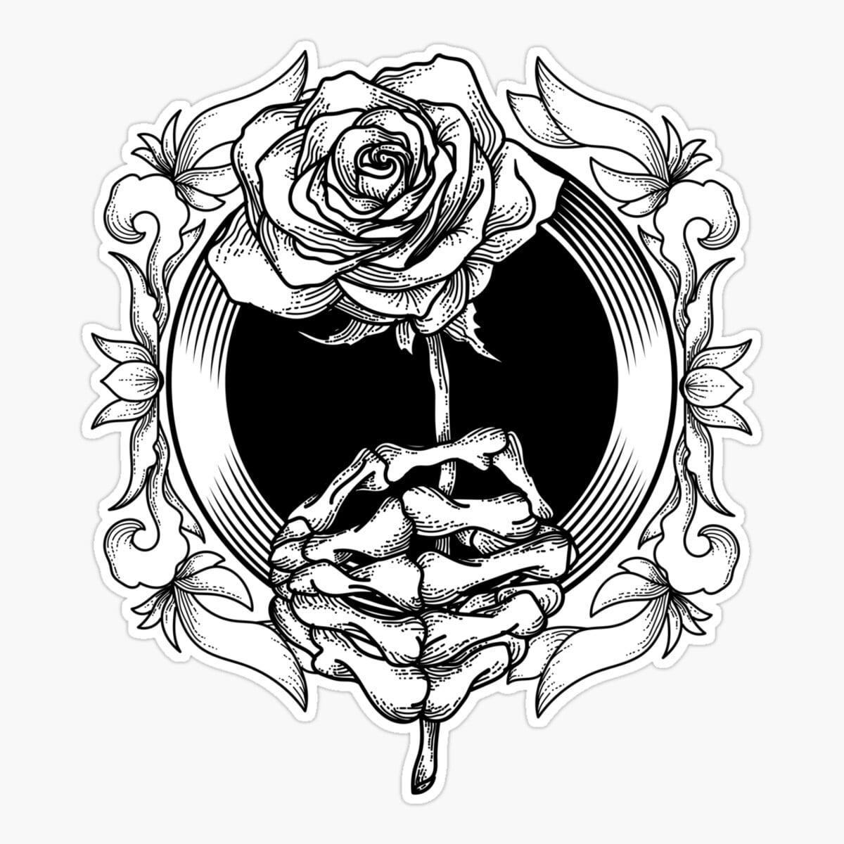 Maneki Skeleton Hand Holding A Rose Er, Phone Decal Water Bottle ...