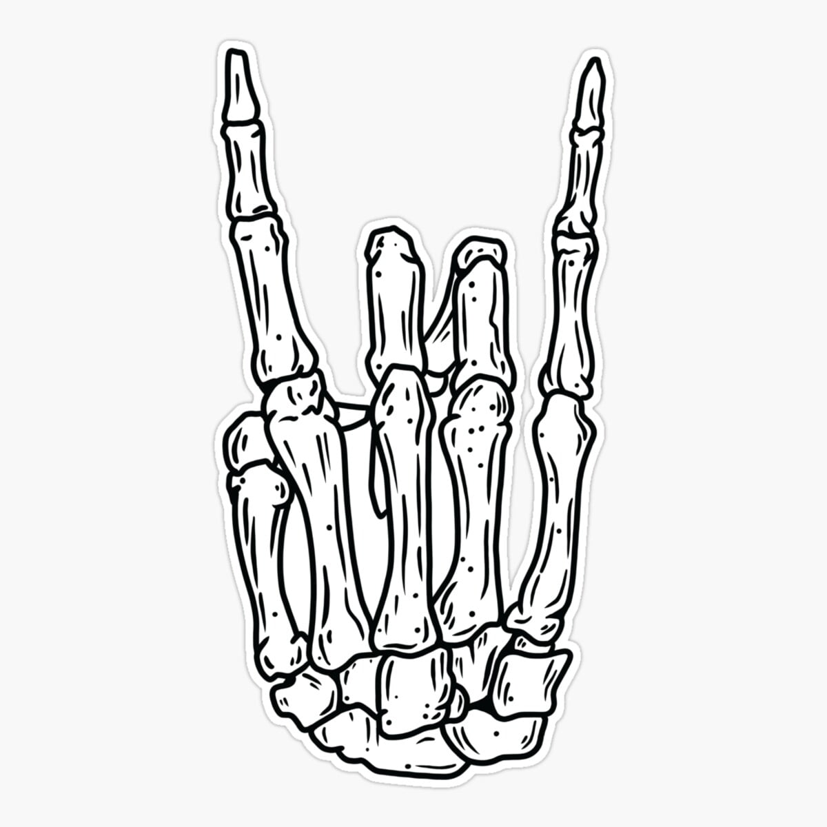 Maneki Skeleton Hand Rocking Heavy Metal Horns Sticker, Phone Decal ...