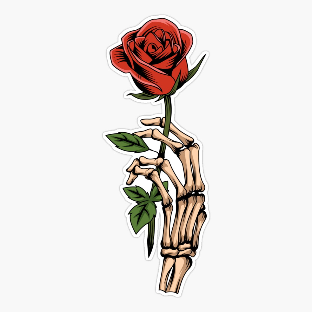 Maneki Skeleton Hand With Rose Er, Phone Decal Water Bottle Stickers ...