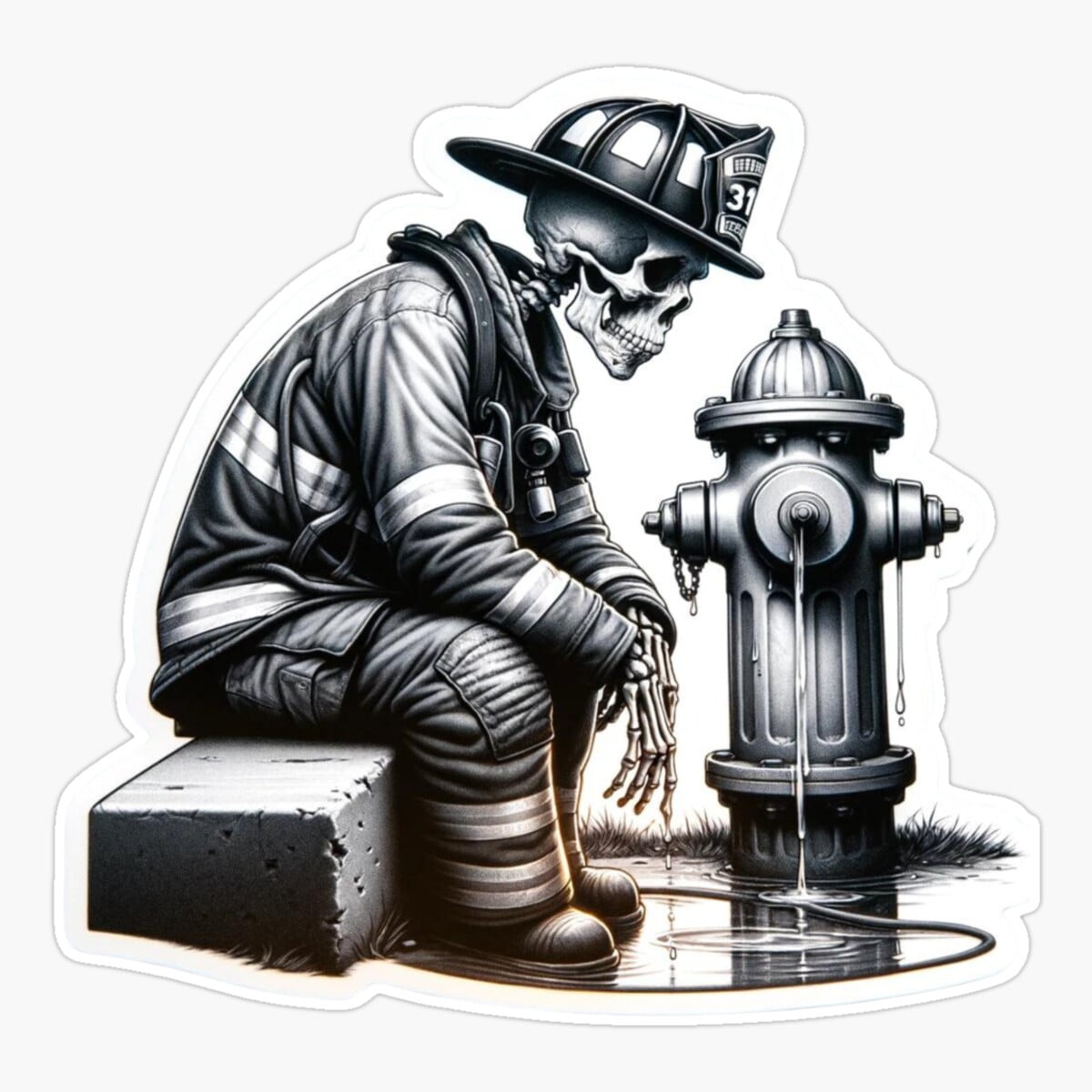 Maneki Skeleton Ireighter Rough Day At Work Er, Phone Decal Water ...