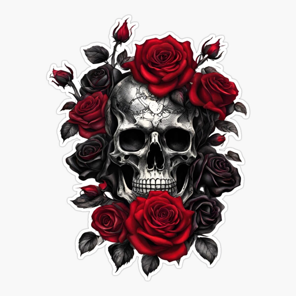 Maneki Skeleton Metalhead Skulls And Roses Metal Rock Er, Phone Decal ...