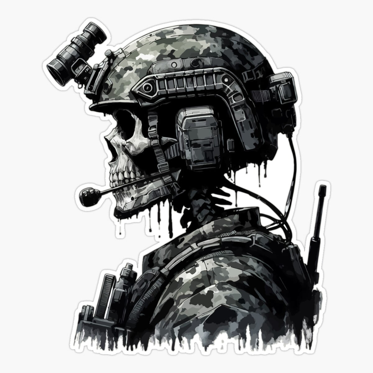 Maneki Skeleton Skull Soldier Er, Phone Decal Water Bottle Stickers Car ...