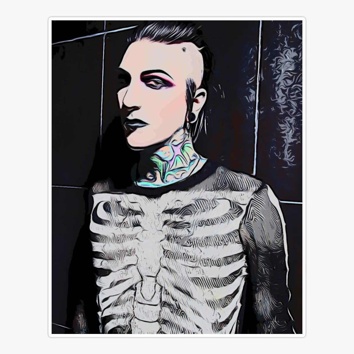 Maneki Skeleton Stare Chris Motionless Er, Phone Decal Water Bottle ...