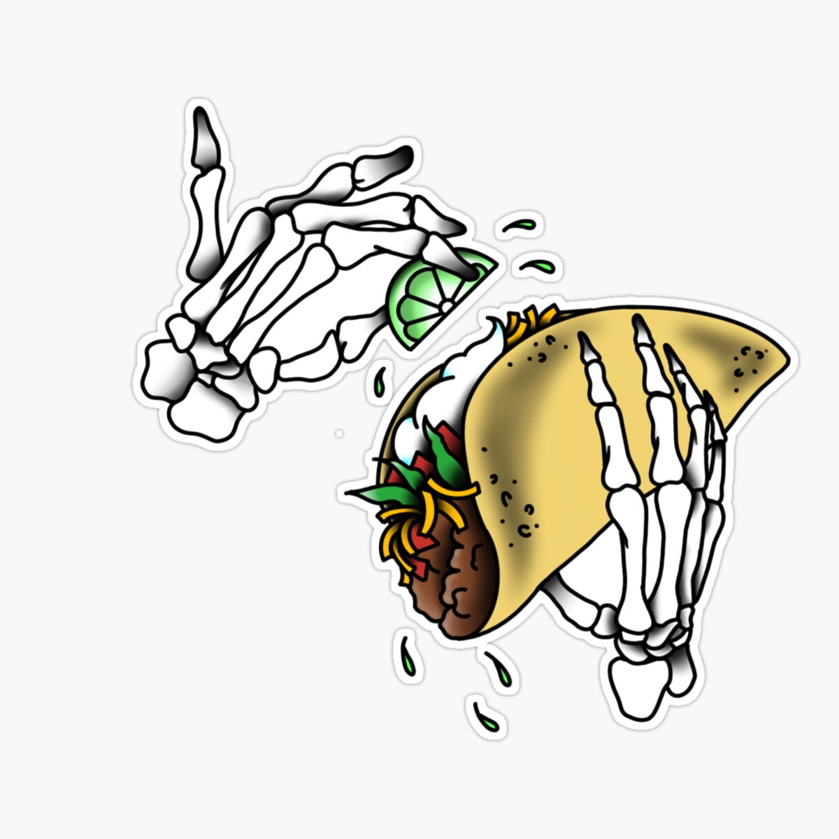 Maneki Skeleton Taco Er, Phone Decal Water Bottle Stickers Car Decals ...