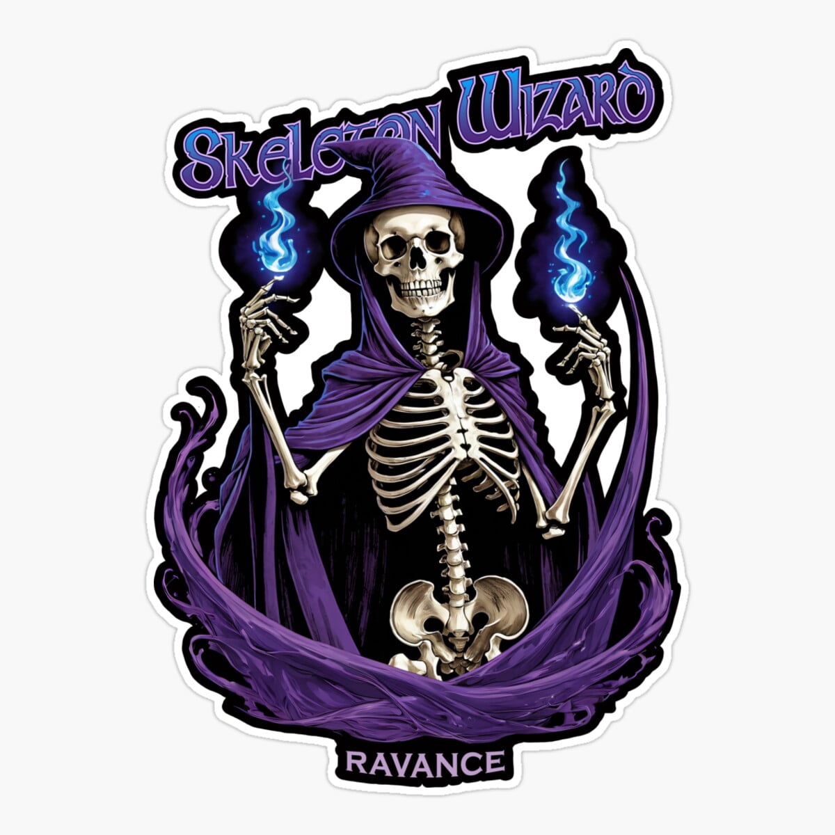 Maneki Skeleton Wizard Er, Phone Decal Water Bottle Stickers Car Decals ...