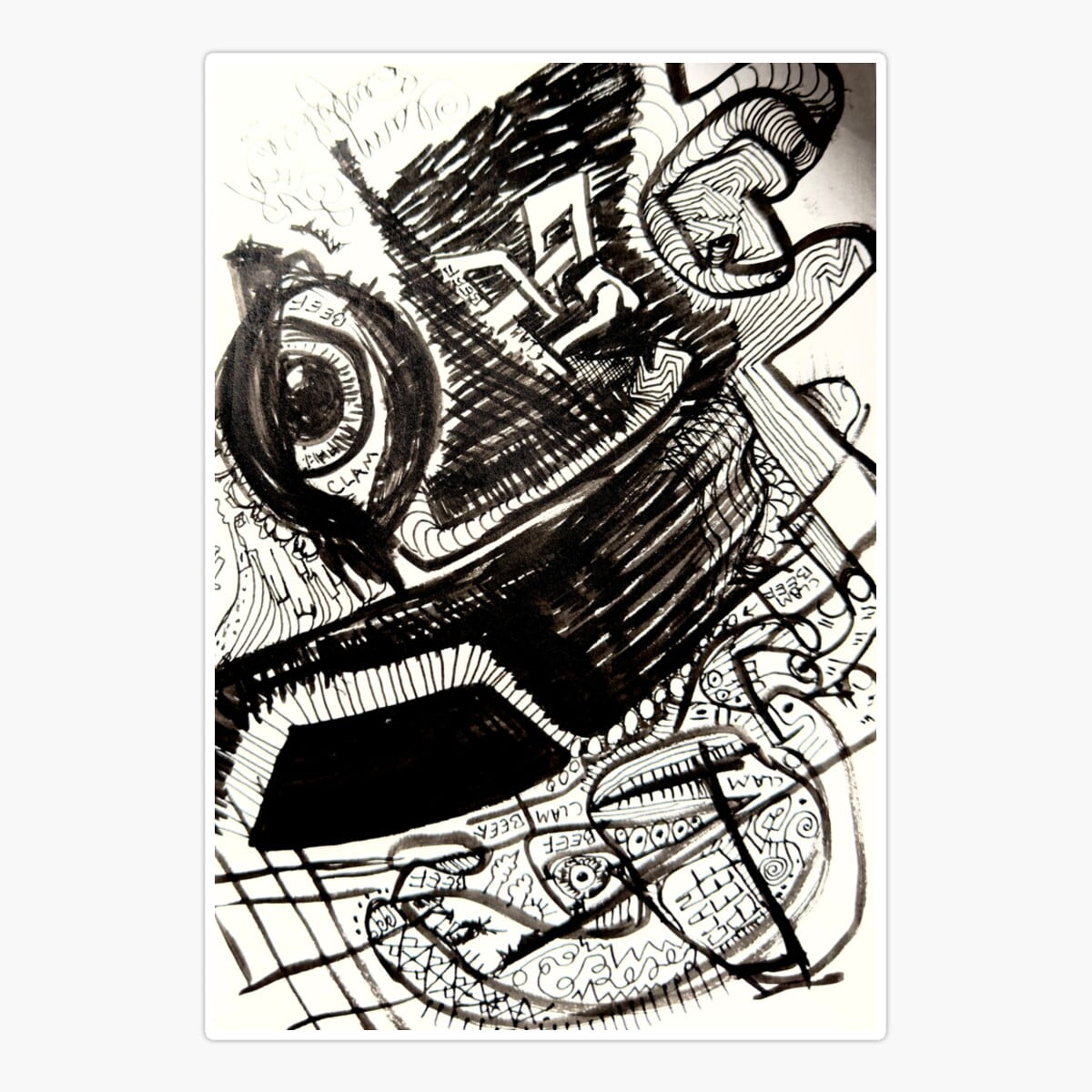 Maneki Sketchbook Slap Clam Beesticker, Phone Decal Water Bottle ...