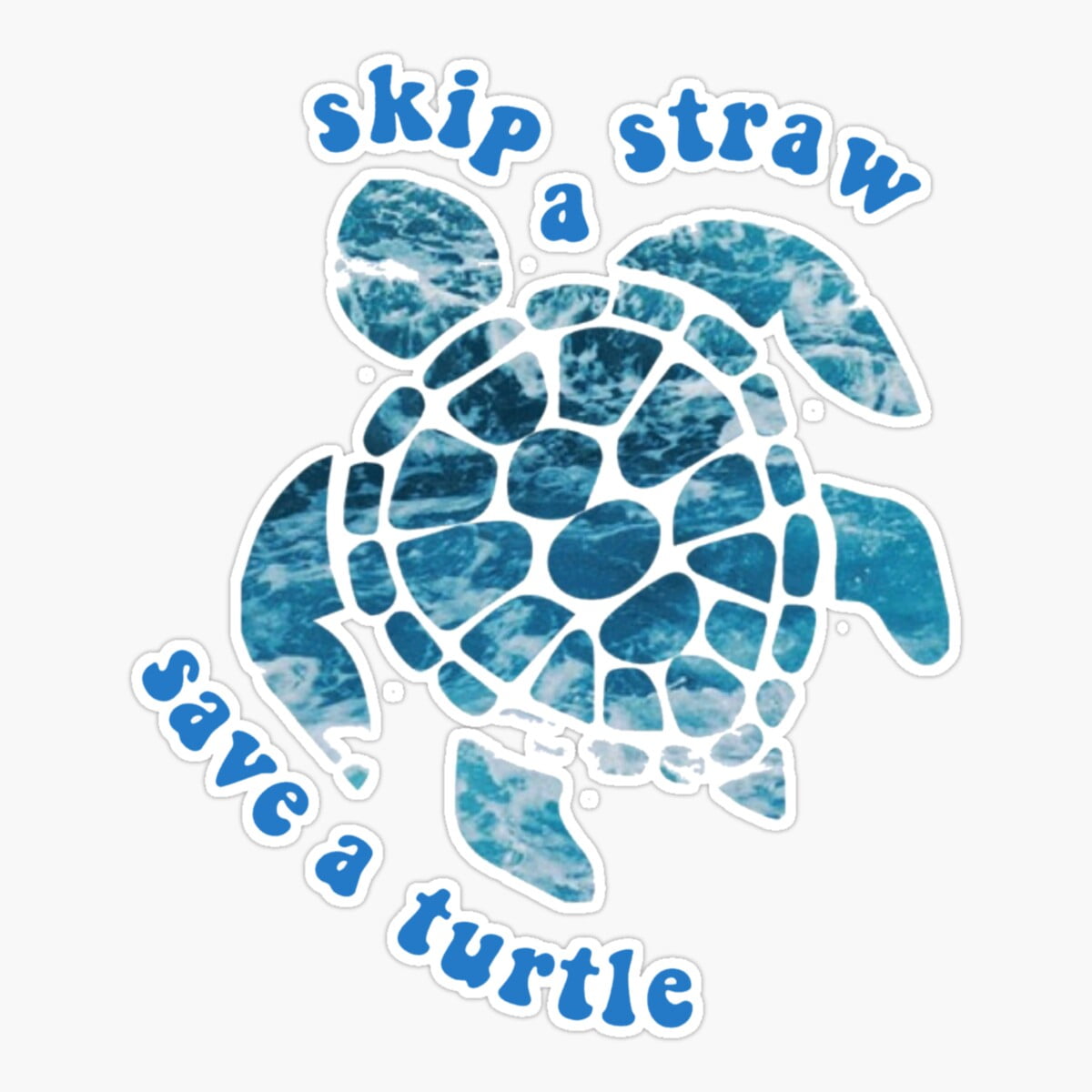 Maneki Skip A Straw Save A Turtle Sticker, Phone Decal Water Bottle ...