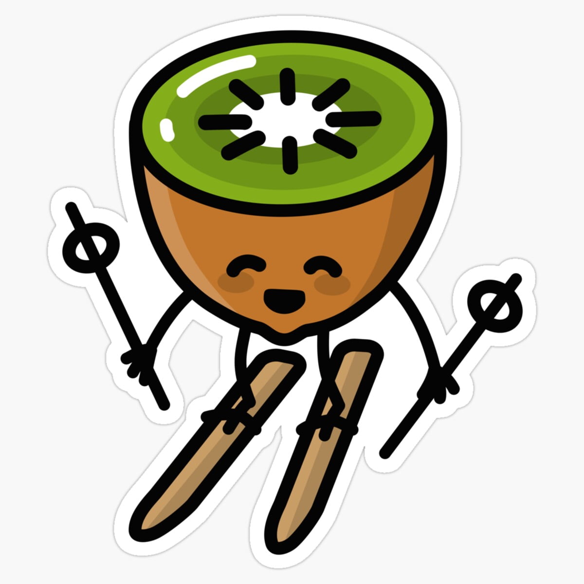 Maneki Skiwi Kiwi Kawaii Food Skiing Kiwi Funny Cute Cartoon Er, Phone ...