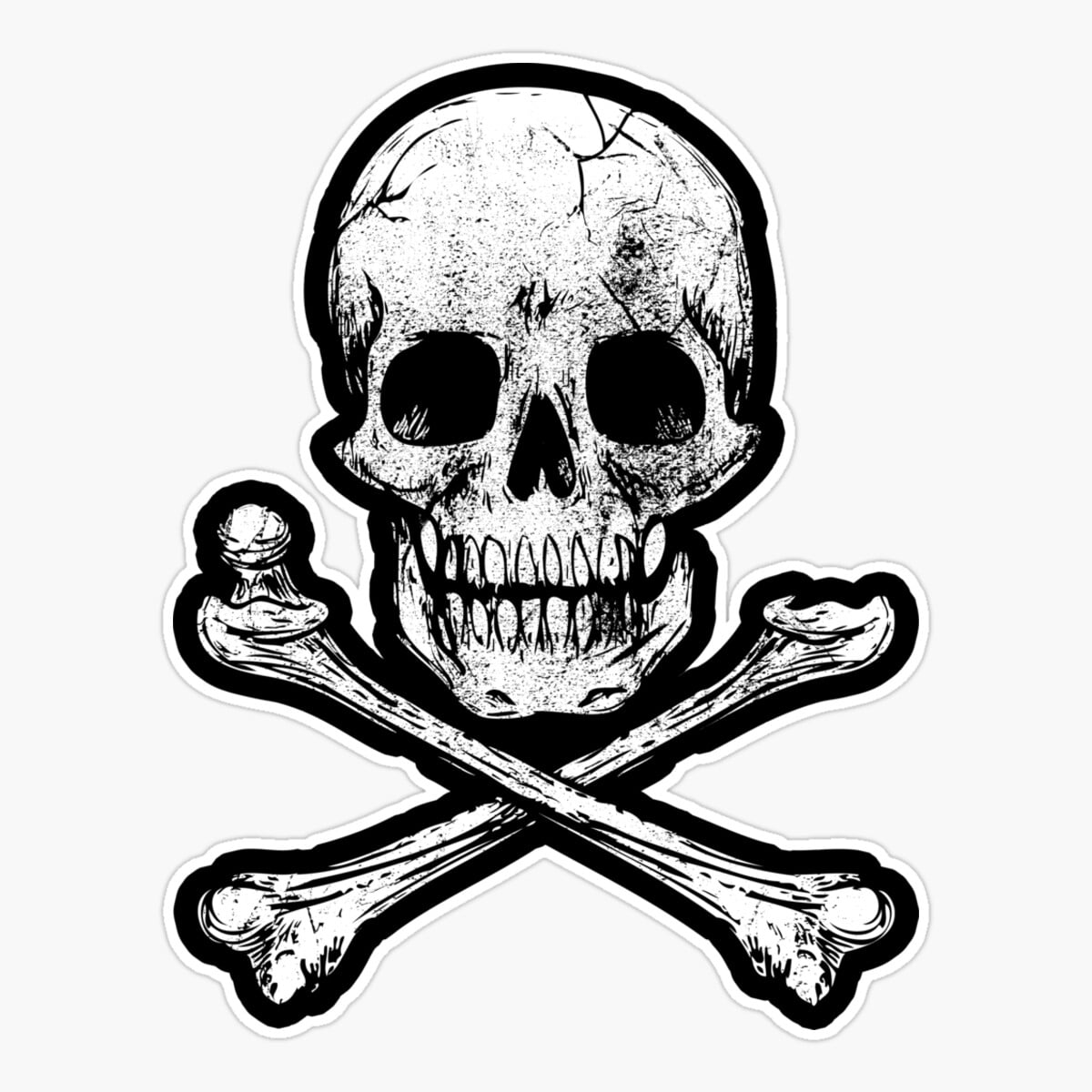 Maneki Skull And Crossbones (Distressed Design) Er, Phone Decal Water ...