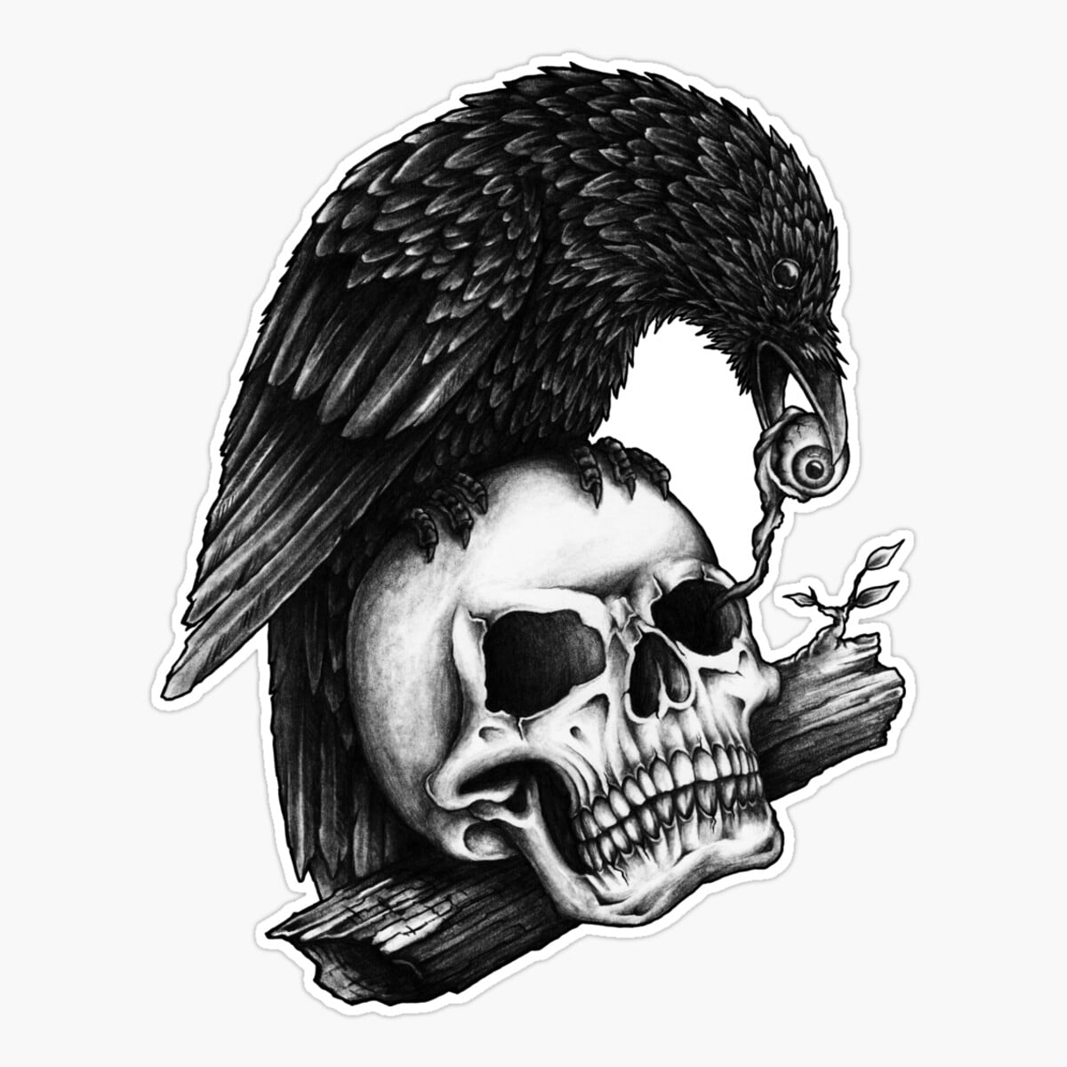 Maneki Skull And Raven Er, Phone Decal Water Bottle Stickers Car Decals ...