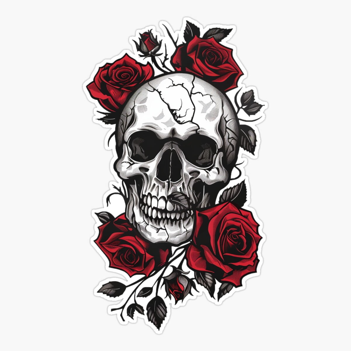 Maneki Skull And Rose Er, Phone Decal Water Bottle Stickers Car Decals ...