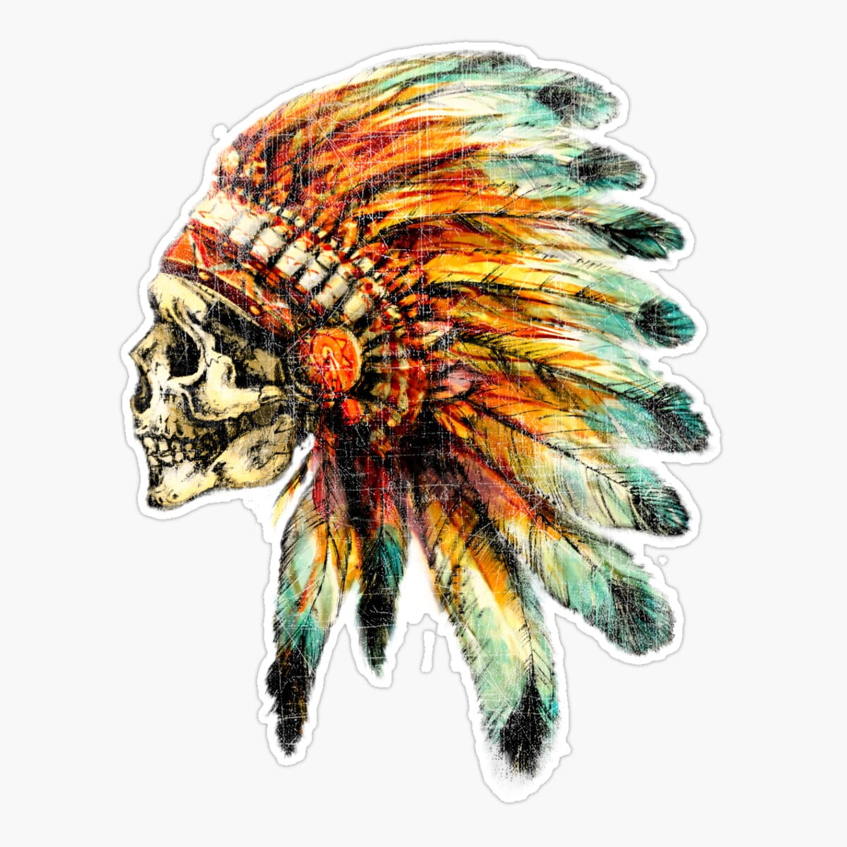 Maneki Skull Chie Native American Er, Phone Decal Water Bottle Stickers ...