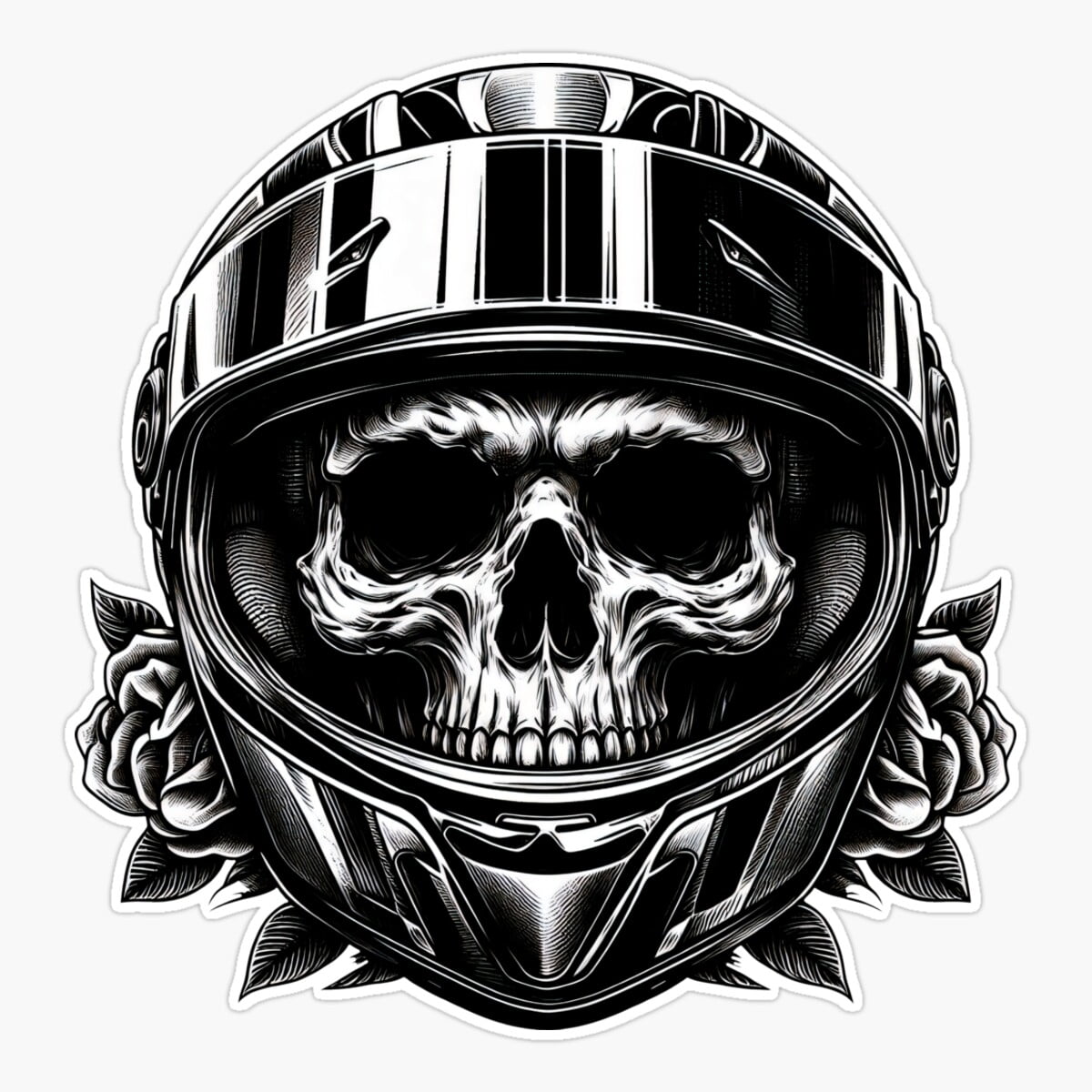 Maneki Skull Dark Helmet Motorcycle Beard Byker Racing Car Nascar Moto ...