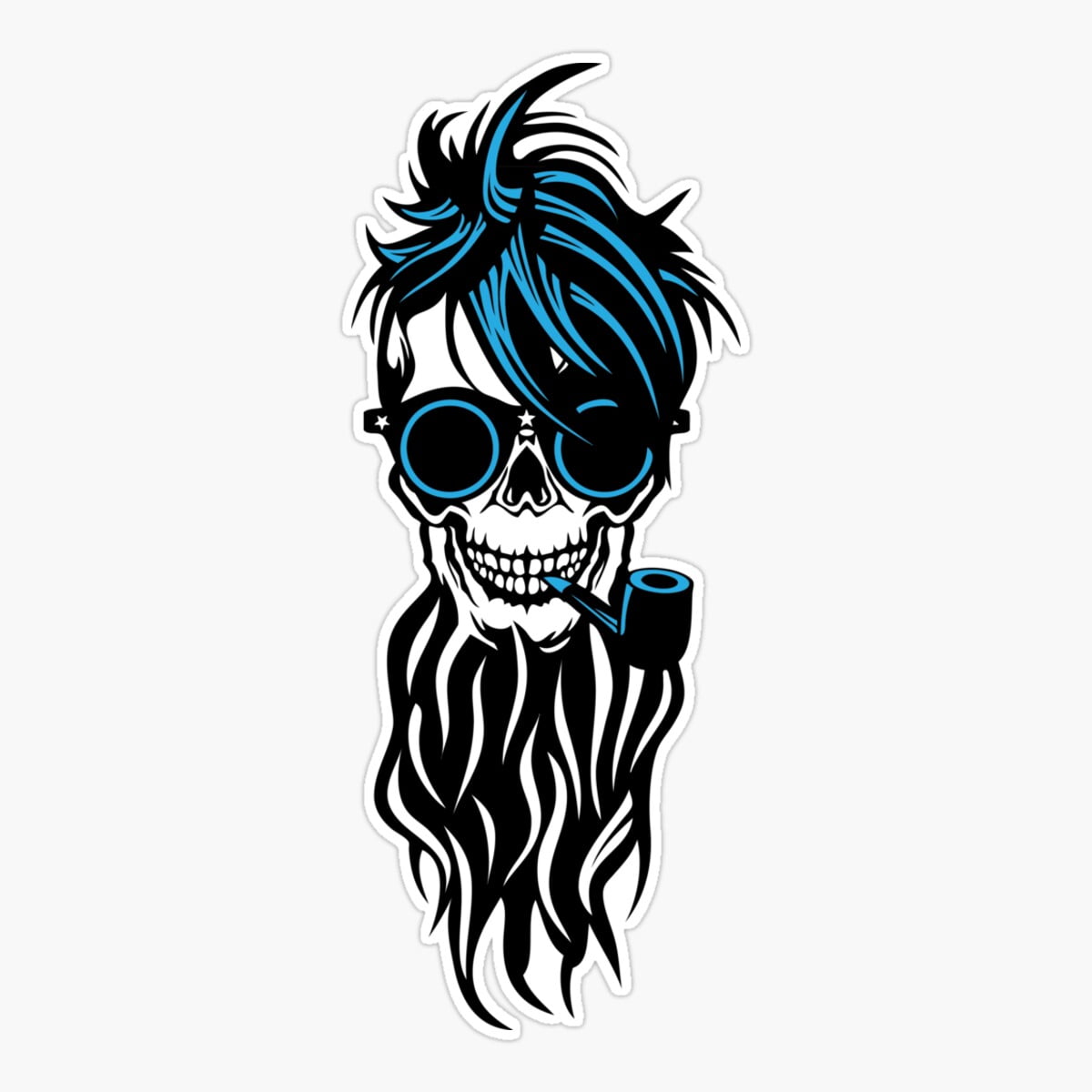 Maneki Skull Hipster Bearded Beard Pipe Round Sungles Punk Hairstyle Er ...