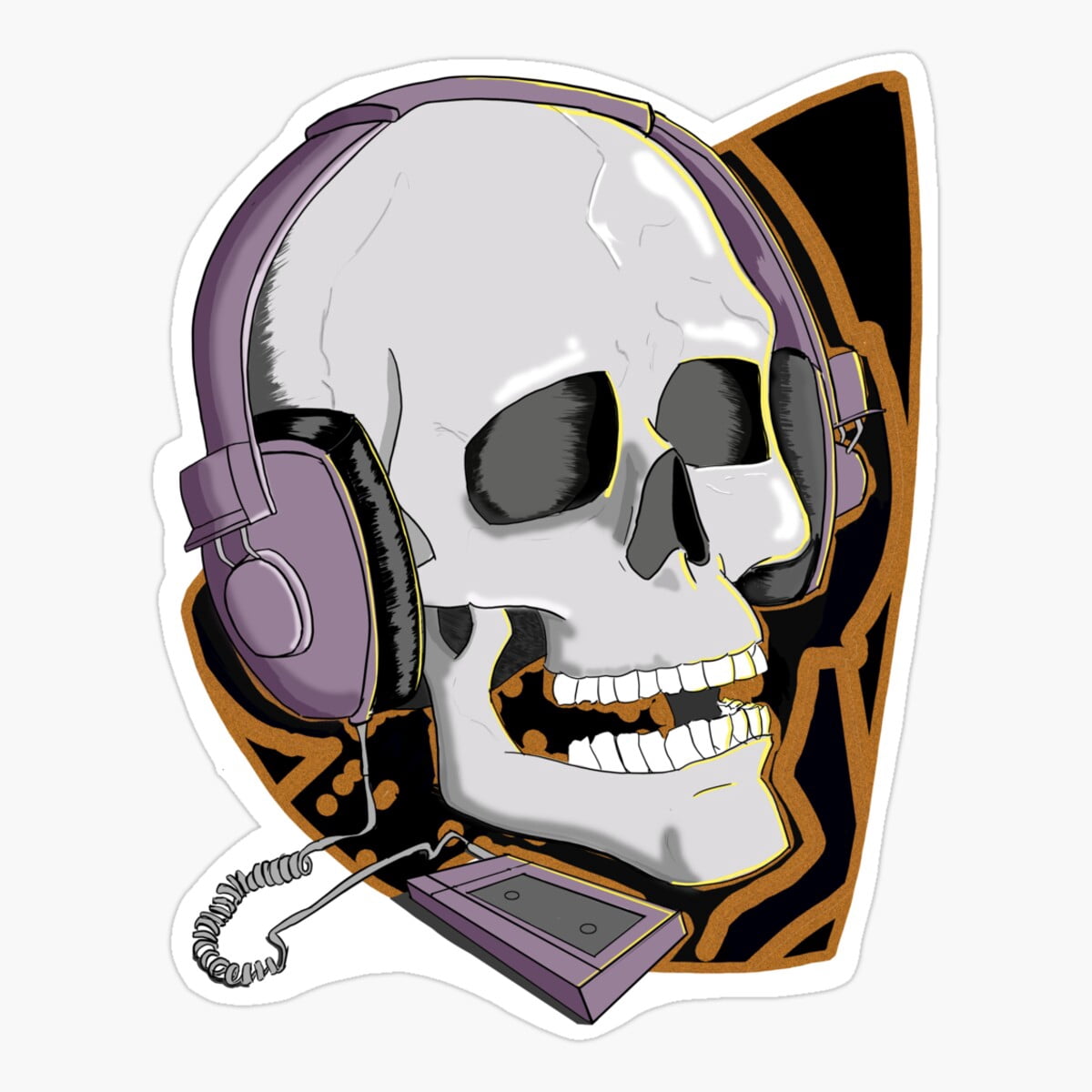 Maneki Skull Music Sticker, Phone Decal Water Bottle Stickers Car ...
