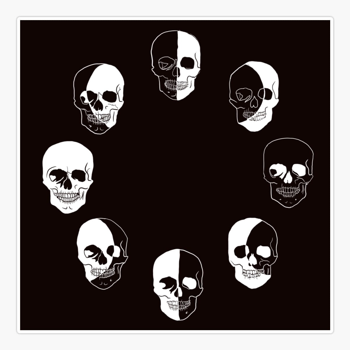 Maneki Skull Phases Sticker, Phone Decal Water Bottle Stickers Car ...