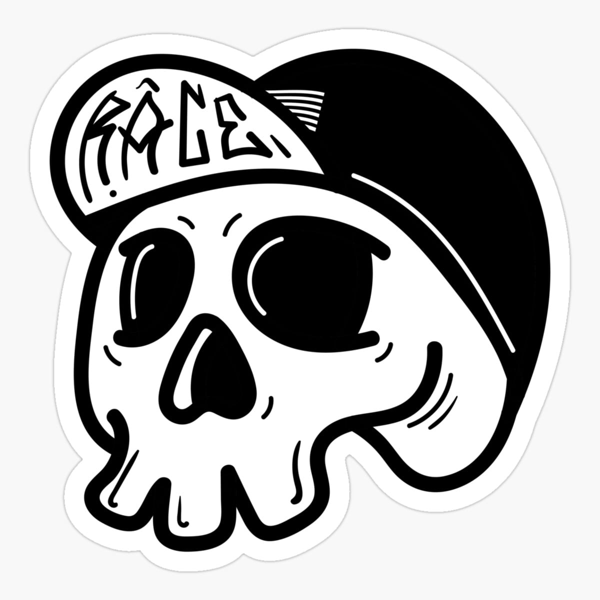 Maneki Skull Wearing A Bicycle Cap Er, Phone Decal Water Bottle ...