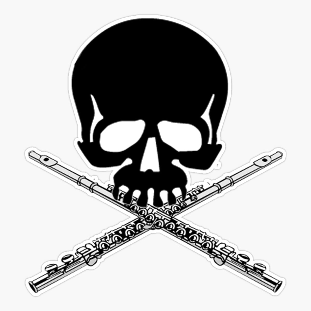 Maneki Skull With Lute Crossbones Er, Phone Decal Water Bottle Stickers ...