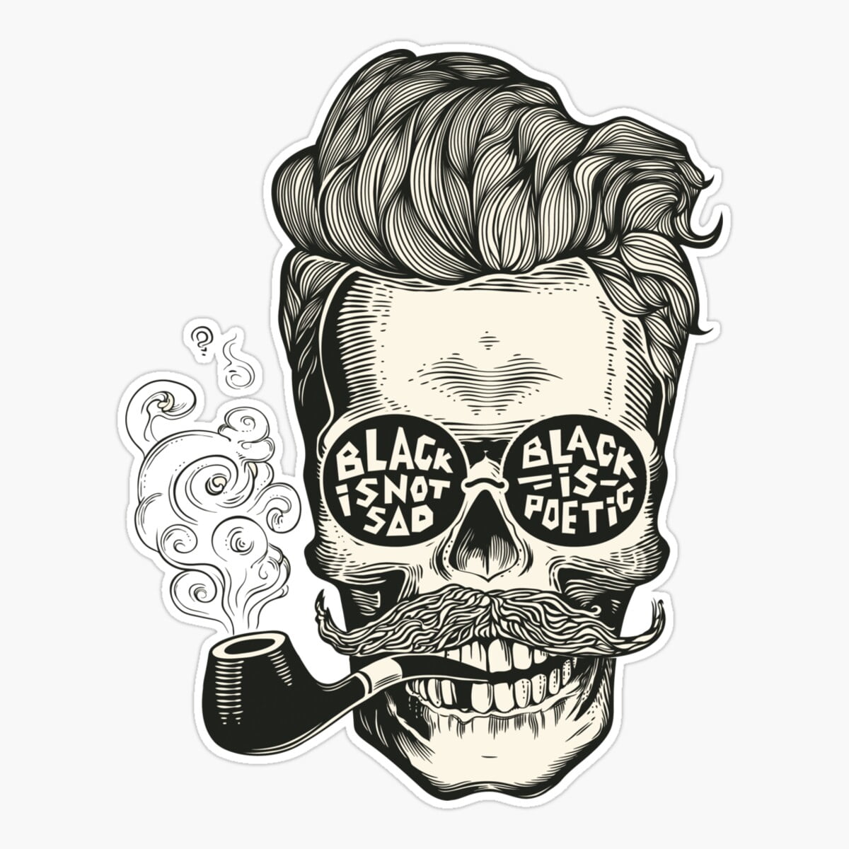 Maneki Skull With Pipe Er, Phone Decal Water Bottle Stickers Car Decals ...