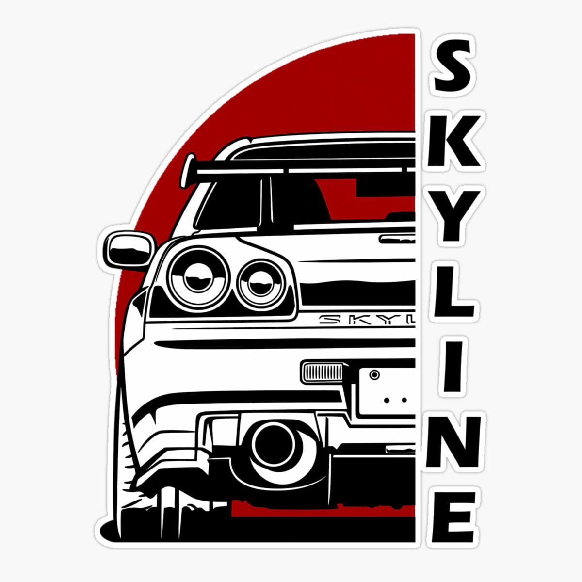 Maneki Skyline Gtr R34 Jdm Silhouette Sticker, Phone Decal Water Bottle ...