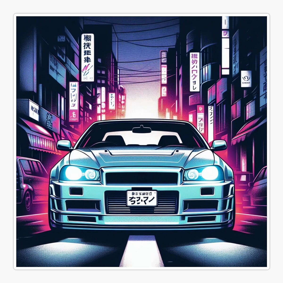 Maneki Skyline R34 Retro Jdm Sticker, Phone Decal Water Bottle Stickers ...