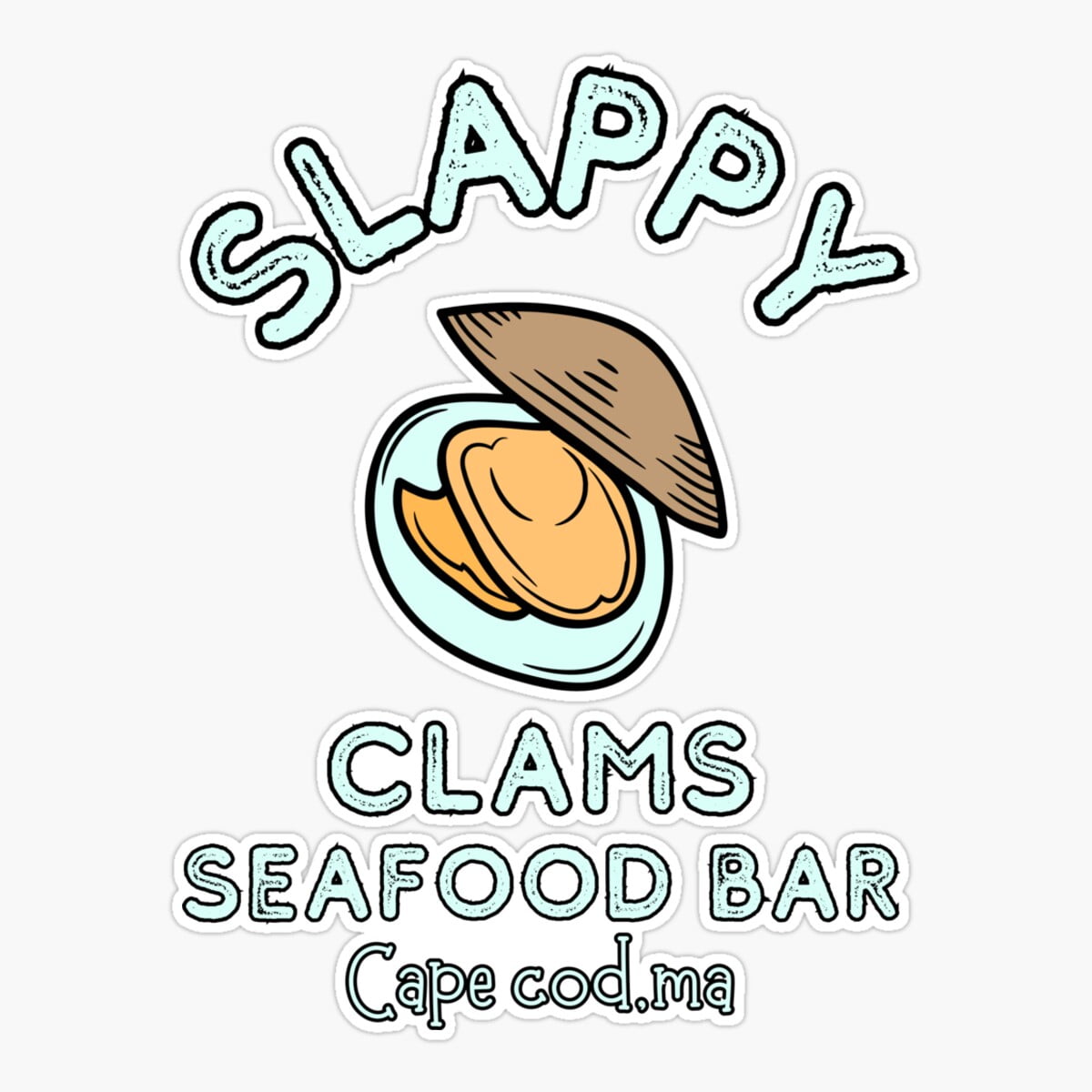 Maneki Slappy Clam Seafood Bar Sticker, Phone Decal Water Bottle ...