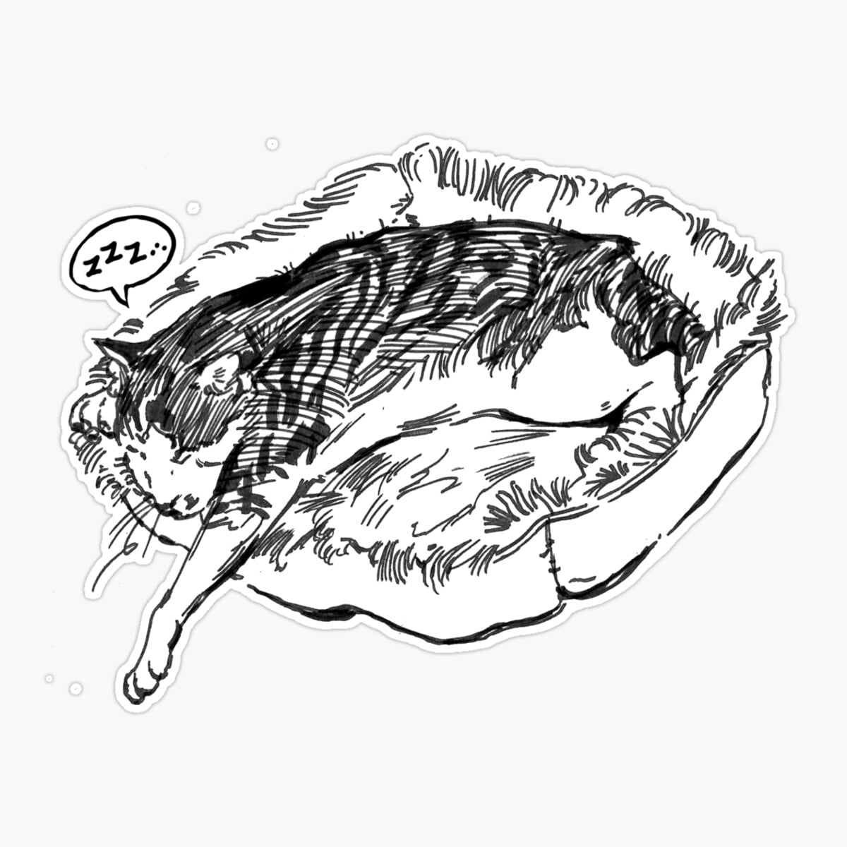 Maneki Sleeping Cat Sticker, Phone Decal Water Bottle Stickers Car ...