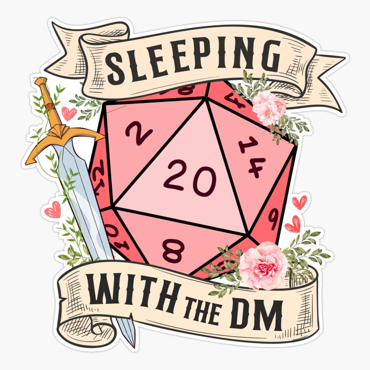 Maneki Sleeping With The Dungeon Master: Cute D20 Dnd Dice With Flowers ...