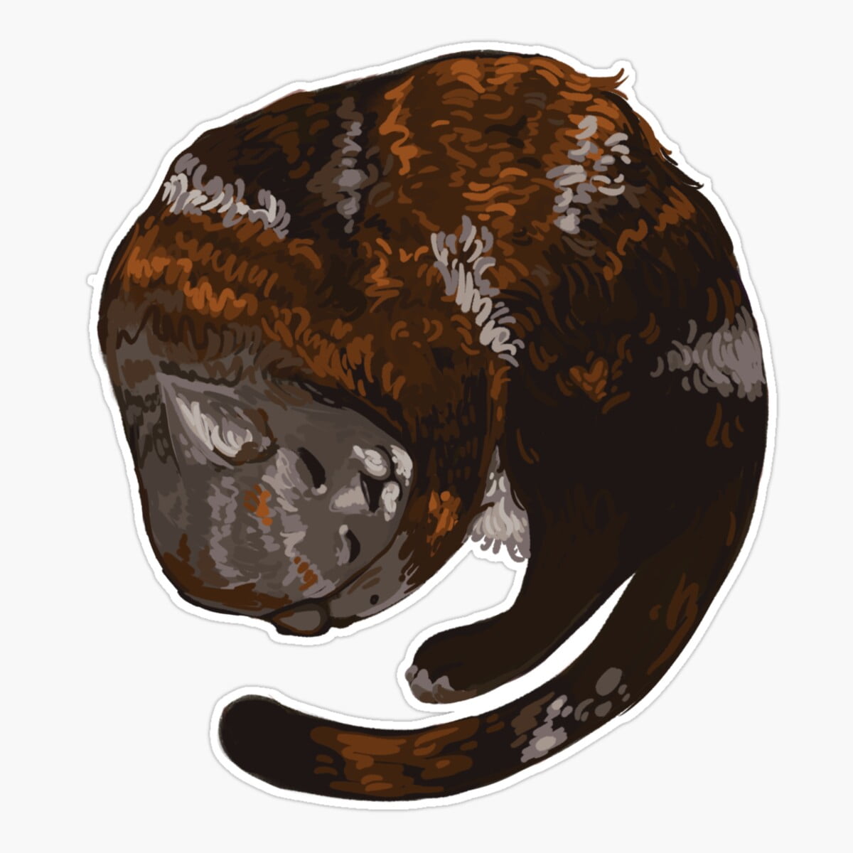 Maneki Sleepy Calico Cat Sticker, Phone Decal Water Bottle Stickers Car ...