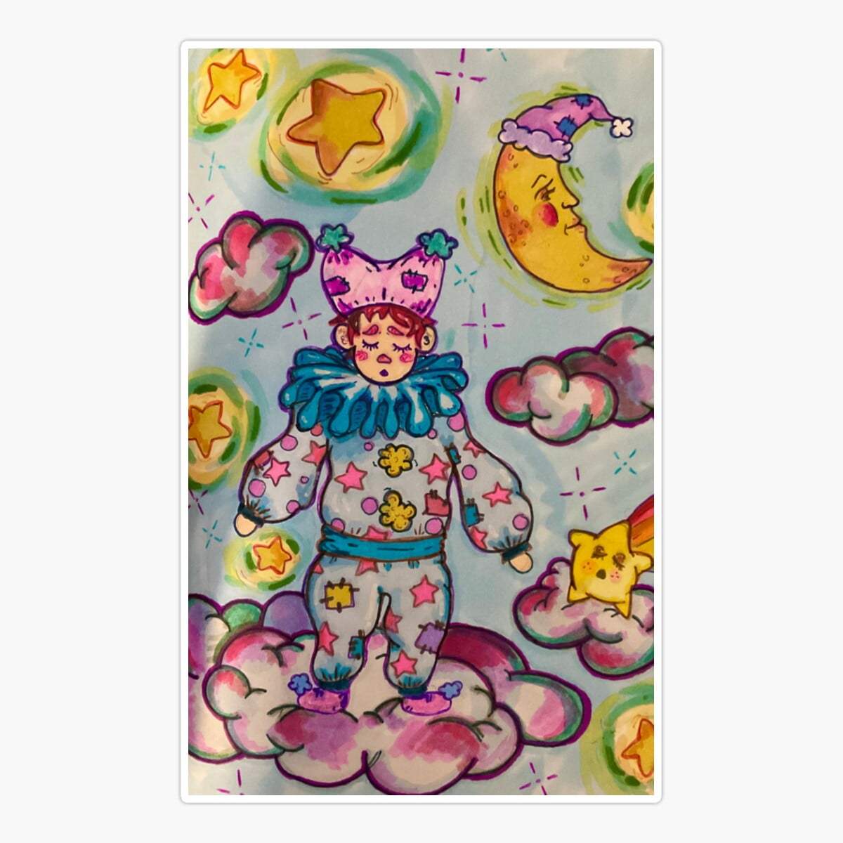 Maneki Sleepy Clown Sticker, Phone Decal Water Bottle Stickers Car ...