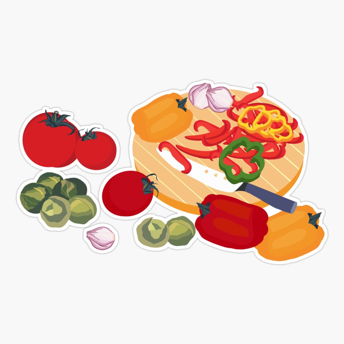 Maneki Sliced Bell Pepper On Chopping Board Sticker, Phone Decal Water ...
