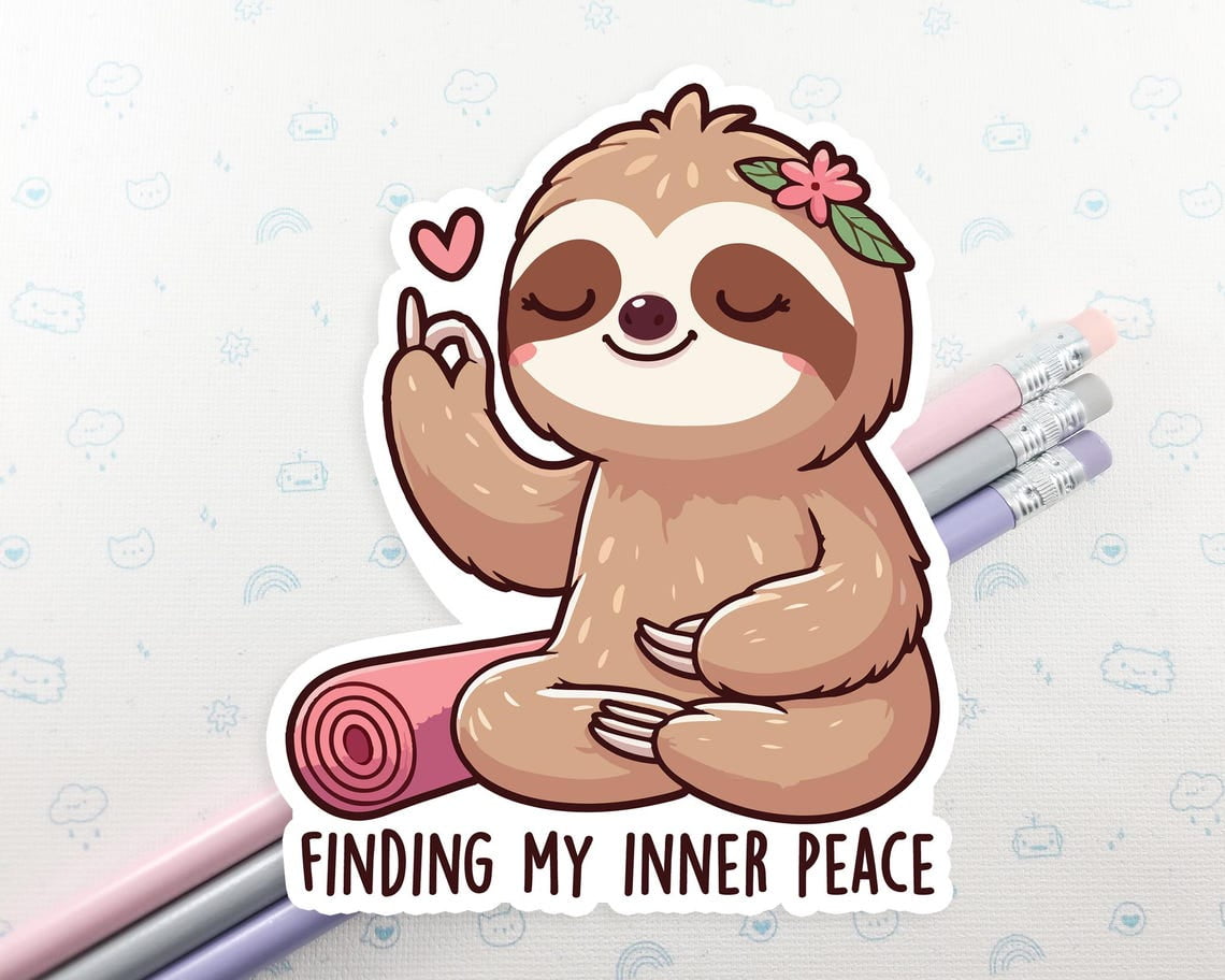 Maneki Sloth Finding Inner Peace Er, Vinyl Ers, Laptop Decal, Sloth ...