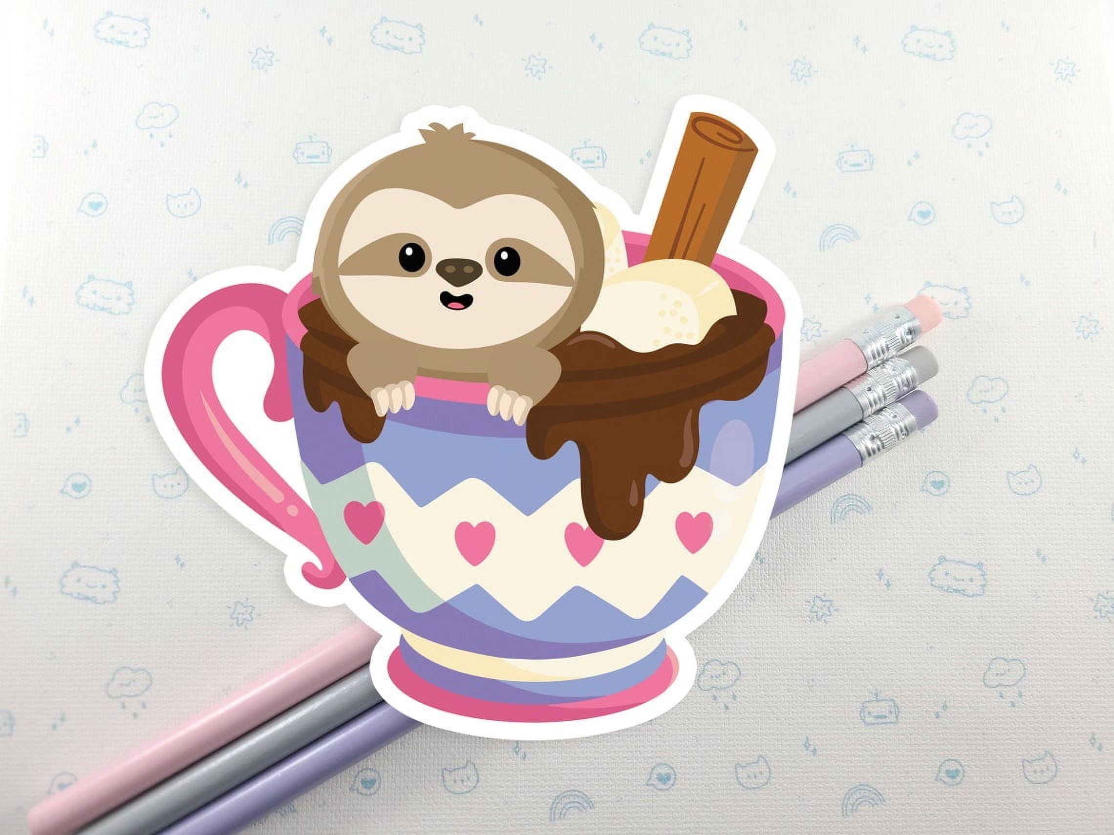 Maneki Sloth In Hot Chocolate Er, Vinyl Er, Laptop Decal, Stocking ...