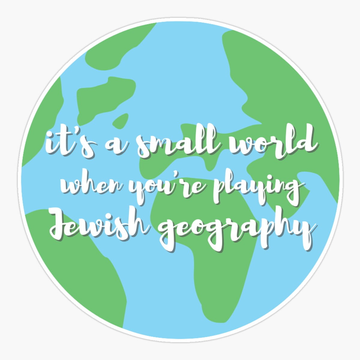 Maneki Small World Jewish Geography Sticker, Phone Decal Water Bottle ...