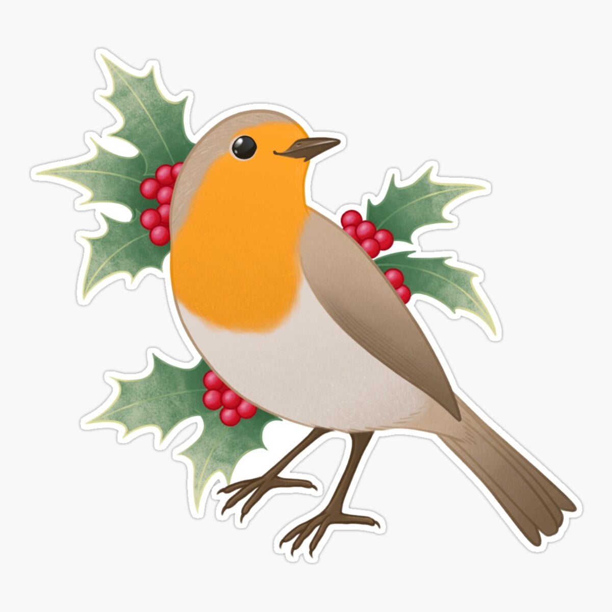 Maneki Smiling European Robin Sticker, Phone Decal Water Bottle ...