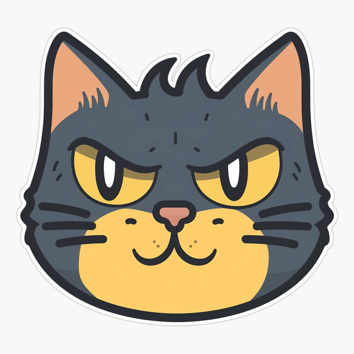 Maneki Smirking Cat Emoji Unny Devil Cat Sticker, Phone Decal Water ...