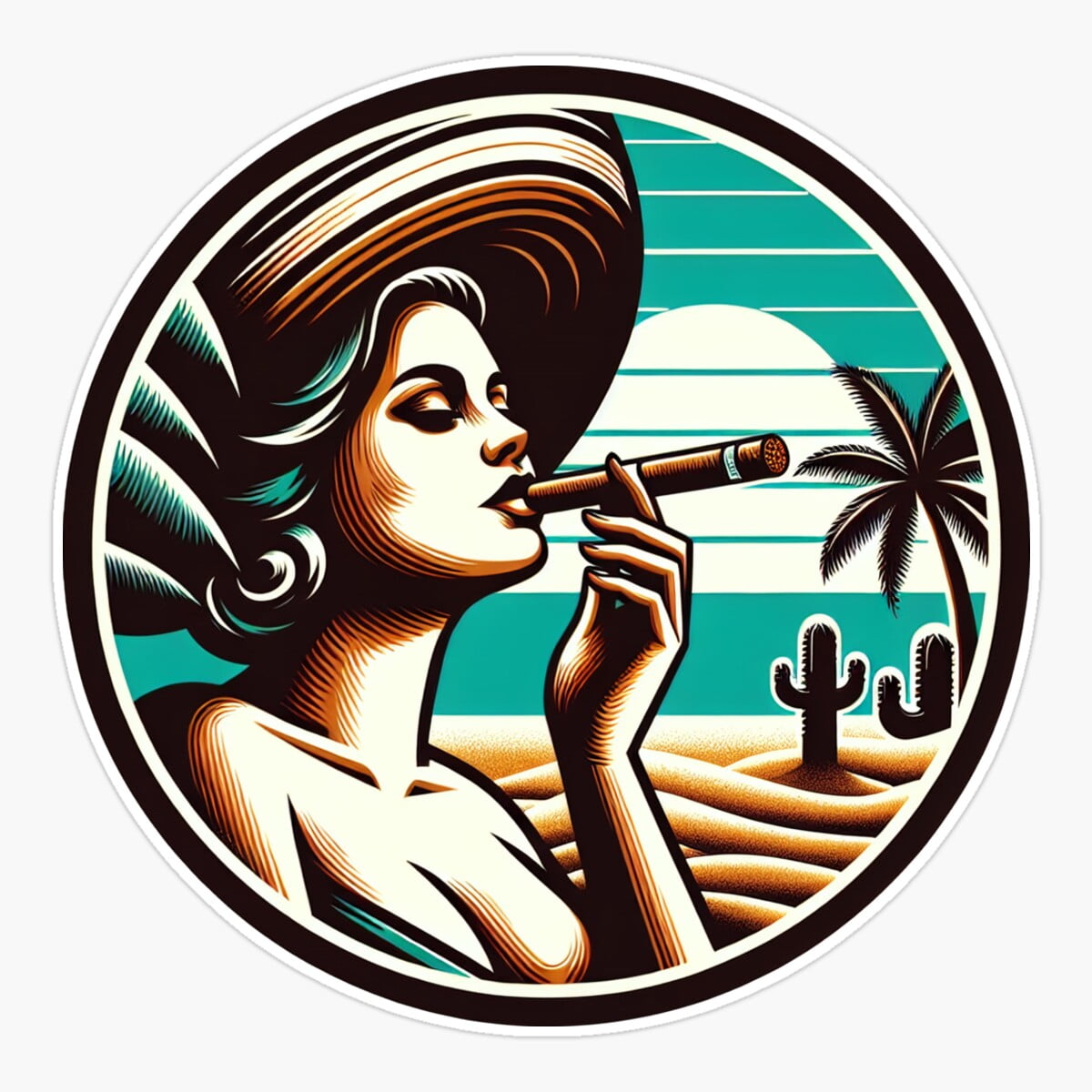 Maneki Smoking Girl Symbol Sticker, Phone Decal Water Bottle Stickers ...