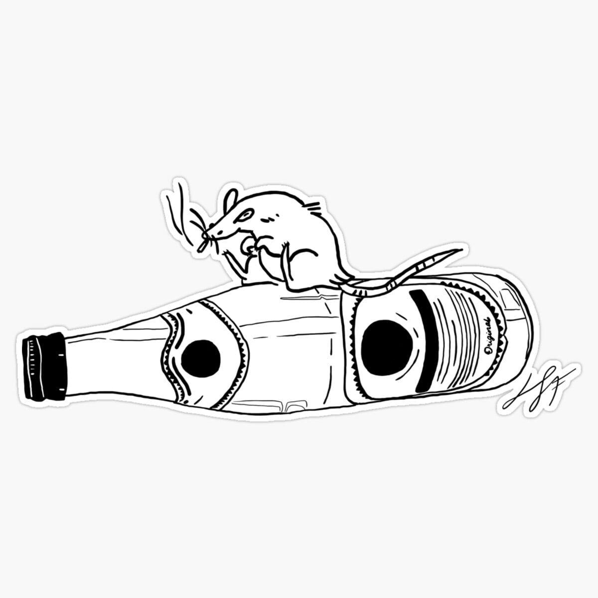 Maneki Smoking Rat On Bottle Black Er, Phone Decal Water Bottle ...