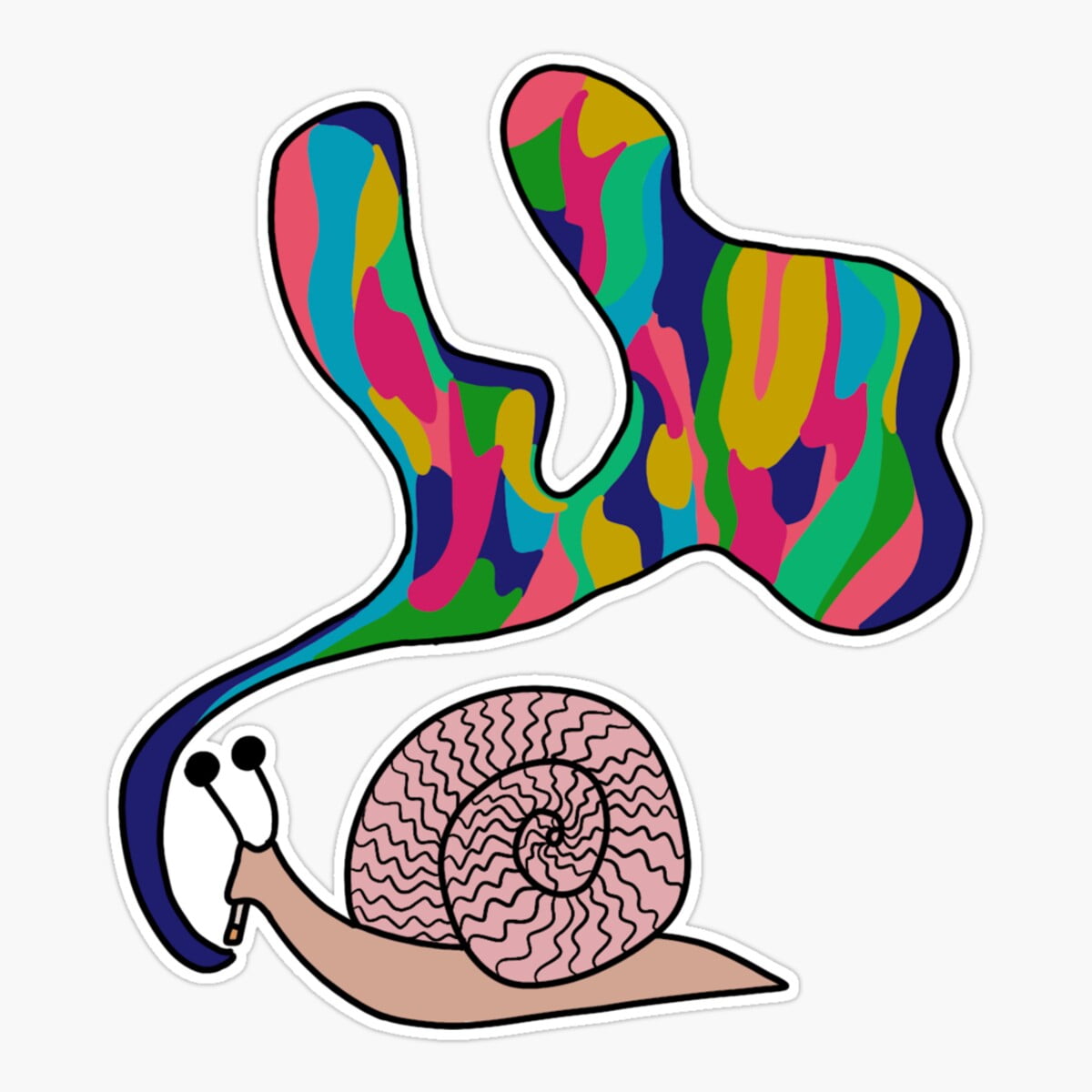 Maneki Smoking Snail Sticker, Phone Decal Water Bottle Stickers Car ...