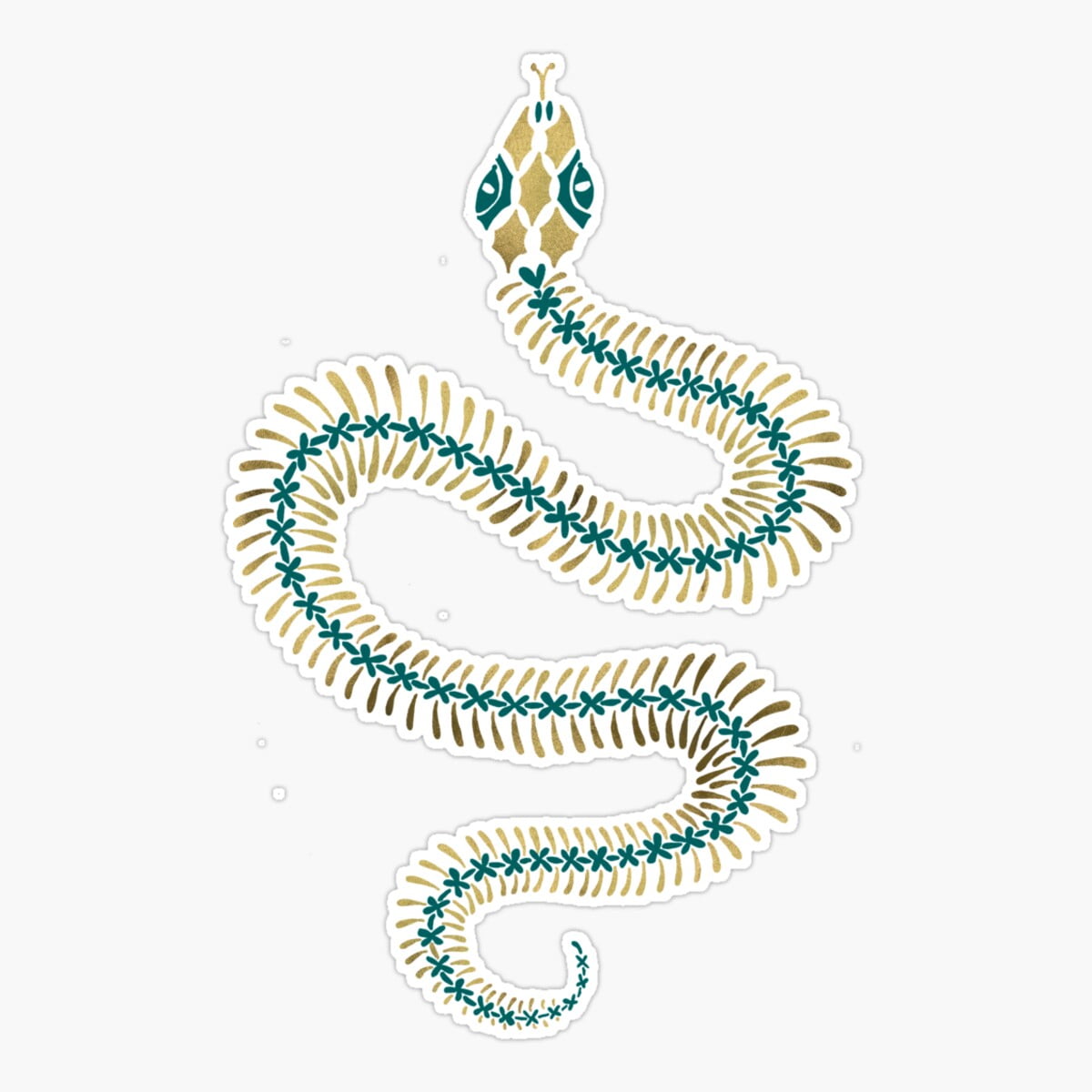 Maneki Snake Skeleton – Emerald & Gold Er, Phone Decal Water Bottle ...