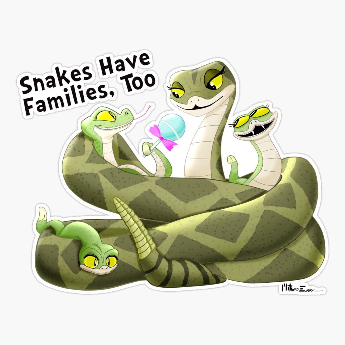 Maneki Snakes Have Families Too Er, Phone Decal Water Bottle Stickers ...