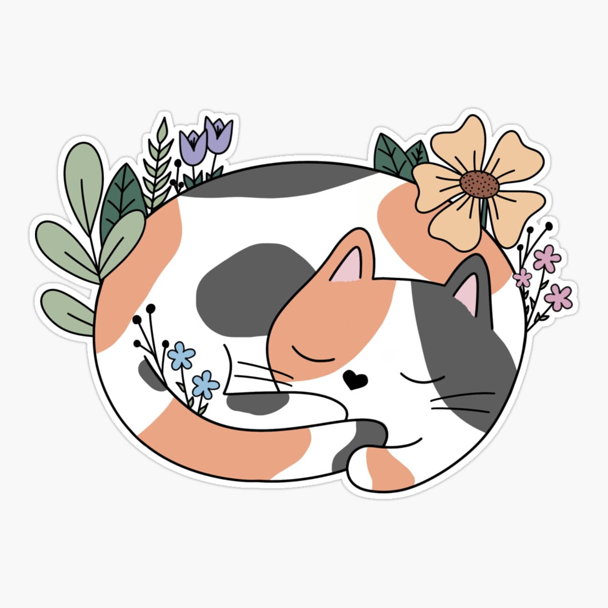 Maneki Snooze In The Garden Sticker, Phone Decal Water Bottle Stickers ...