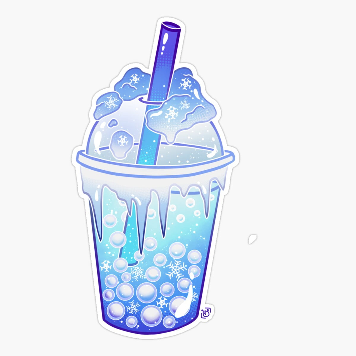 Maneki Snowball Bubble Tea Sticker, Phone Decal Water Bottle Stickers ...