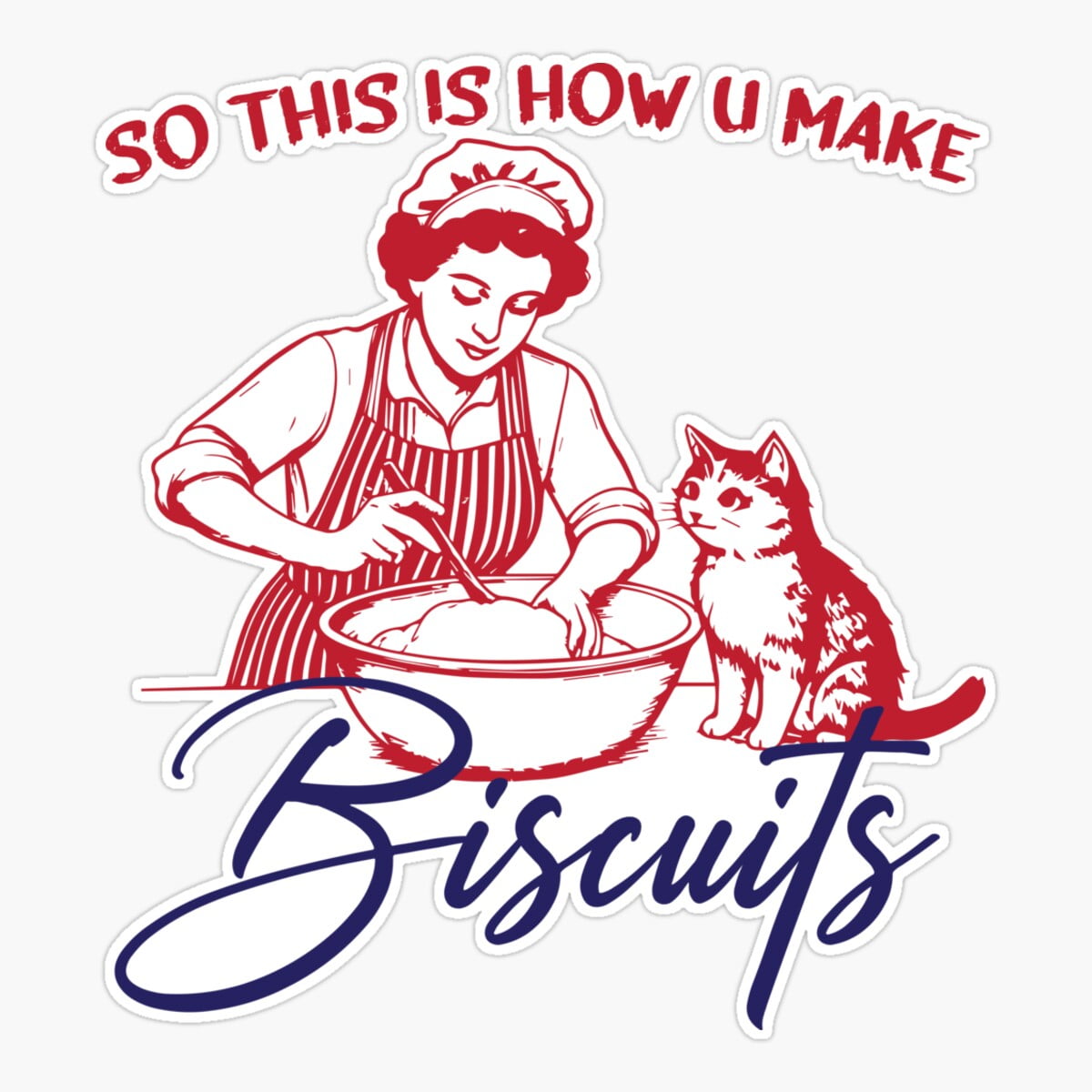 Maneki So This Is How You Make Biscuits Vintage Cat Biscuit Making ...